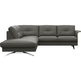 Ecksofa FLEXLUX, B:236cm H:81cm T:224cm, grau, 100% Echteder, Wohnzimmer, Sofas, "Glow, super bequem durch hochwertigem Sitzaufbau mit Federkern,