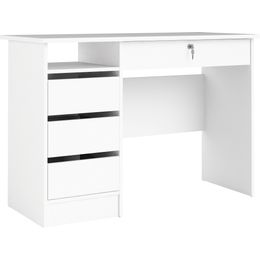 Schreibtisch Home Affaire, B:109,3cm H:75,6cm T:48,5cm, wei&szlig;, B&uuml;ro, Tische, "Plus, Computertisch, mit 3 Schubk&auml;sten, 1 Schublade mit Schloss", 1