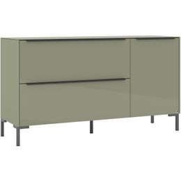 Lowboard, B:137cm H:77cm T:42cm, gr&uuml;n, SET ONE BY Musterring, Glas, Holzwerkstoff, Wohnzimmer, Sideboards, "Reno", Mit Winkelfu&szlig; in diversen Farben,