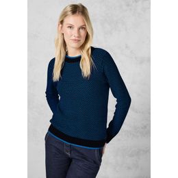 Cecil Damen Strickpullover, blau, Gr. XXL, gemustert, Web, 50% Polyacryl, 50% Baumwolle, Pullover, aus softem Materialmix