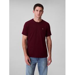 Herren T-Shirt "SS SMOOTH CTTN SOLID CREWNK TEE", rot, Basic, Gr. L, Calvin Klein Jeans, Single Jersey, Obermaterial: 100% Baumwolle, Shirts, mit Logo