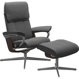Fu&szlig;hocker stressless, B:55cm H:41cm T:39cm, grau, Leder BATICK: BATICK ist ein leicht korrigiertes, durchgef&auml;rbtes und genarbtes M&ouml;belleder, bei dem