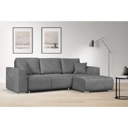 Ecksofa OTTO HOME, B:265cm H:86cm T:170cm, grau, 100% Polyester, Wohnzimmer, Sofas, "BEATRICE optionale Schlafsofa mit Bettkasten, B/T/H: 265/170/86