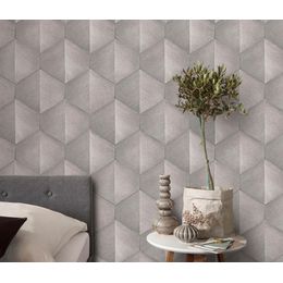 Vliestapete "Prisma", B/L: 0,53m x 10,05m, Rollen: 1, grau, FASHION FOR WALLS, Wohnzimmer, Tapeten, Phthalate frei