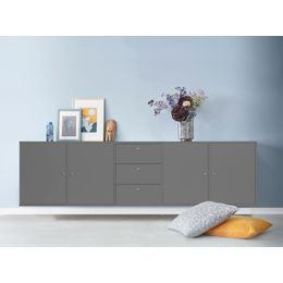 Sideboard, B:220cm H:61cm T:42cm, grau, HAMMEL FURNITURE, Wohnzimmer, Sideboards, "Mistral, Hochwertig Schrank, h&auml;ngend/stehend montierbar", mit