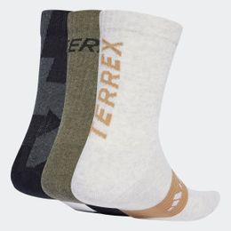 Damen Wandersocken "TRX MT SCK 3PP", adidas Performance, Gr. Mschwarz, olive strata, wei&szlig;, Obermaterial: 55% Baumwolle, 37% Polyester, 4% Elasthan,