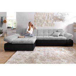 Ecksofa DOMO collection, B:300cm H:80cm T:172cm, silber, Kunstleder SOFTLUX / Struktur (90% Polyester/ 10% Polyacryl);Microfaser PRIMABELLE (100%