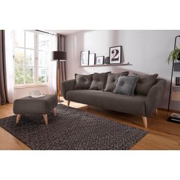 3-Sitzer Home Affaire, B:236cm H:80cm T:103cm, grau, Sofas, "Baggio modern und romantisches Design, bequem", Zierkissen inklusive