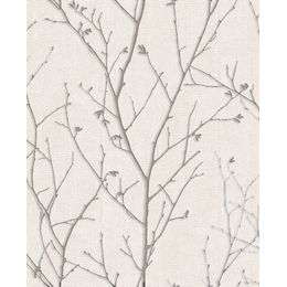 Boutique Vliestapete "Water Silk Sprig ivory", B/L: 0,52m x 10m, silber, Wohnzimmer, Tapeten, 1000 cm L&auml;nge