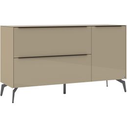 Lowboard, B:137cm H:78cm T:42cm, beige, SET ONE BY Musterring, Glas, Holzwerkstoff, Wohnzimmer, Sideboards, "Reno", Mit Winkelfu&szlig; in diversen Farben,
