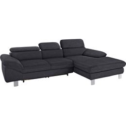 Ecksofa COTTA, B:268cm H:73cm T:169cm, schwarz, Struktur (100% Polyester);Chenille (90% Polyester, 10% Polyamid), Wohnzimmer, Sofas, "Driver L-Form",