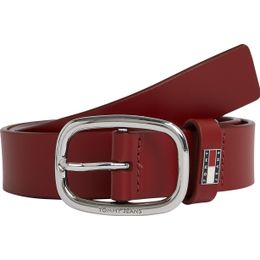 Tommy Jeans Damen Lederg&uuml;rtel "TJW OVAL 3.0 cm breit"rustic cherry, Gr. 75, unifarben, Rindsleder, G&uuml;rtel, Ovale Einfachdornschlie&szlig;e und Logo am