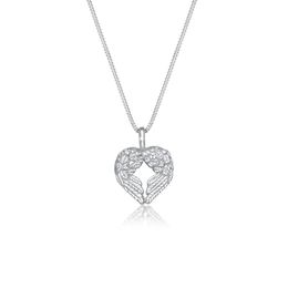Elli Damen Kette mit Anh&auml;nger "Fl&uuml;gel Herz 925 Sterling Silber", 45, ohne Stein, Silber 925 (Sterlingsilber), L: 45, silber, Silber 925