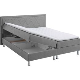 Boxbett, L:205cmhellgrau, ATLANTIC HOME COLLECTION, Bettgestell und seitliche Einfassung der Matratzen: Strukturstoff, 100% Polyester;Spiegelfl&auml;che
