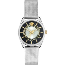 Versace Damen Quarzuhr "NEW V-CIRCLE LADY", silber, Armbanduhren, Armbanduhr, Damenuhr, Saphirglas, Swiss Made, analog