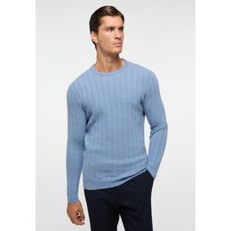 Eterna Herren Strickpullover, blau, Gr. L, 30% Kaschmir, 70% Wolle, Pullover