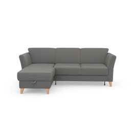Sit & More Ecksofa SIT & MORE, B:248cm H:87cm T:162cm, grau, Wohnzimmer, Sofas, "Visby L-Form", Wahlweise mit Bettfunktion und Bettkasten, frei im Raum stellbar