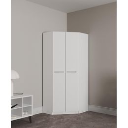 Eckkleiderschrank Priess, B:78cm H:193cm T:78cm, wei&szlig;, Holzwerkstoff, Schr&auml;nke, "Barcelona Kleiderschrank Eckl&ouml;sung Raumwunder", in 2 Tiefen Schrank