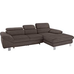 Ecksofa COTTA, B:268cm H:73cm T:169cm, braun, Struktur (100% Polyester);Chenille (90% Polyester, 10% Polyamid), Wohnzimmer, Sofas, "Driver L-Form",