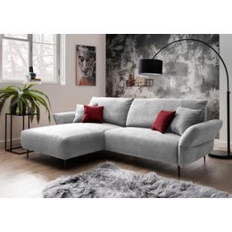 Ecksofa Home Affaire, B:286cm H:96cm T:178cm, silber, 100% Polyester, Wohnzimmer, Sofas, "Amarena L-Form", inklusive Armlehnenverstellfunktion, 4x