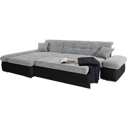 Ecksofa DOMO collection, B:300cm H:80cm T:172cmwei&szlig;, grau, Kunstleder SOFTLUX / Struktur (90% Polyester/ 10% Polyacryl);Microfaser PRIMABELLE (100%