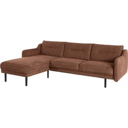 Ecksofa OTTO HOME, B:239cm H:81cm T:166cm, braun, Struktur weich (100% Polyester);Luxus-Microfaser Lederoptik (100% Polyester);100% NaturLEDER,