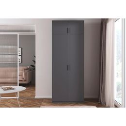 Kleiderschrank Rauch, B:91cm H:235cm T:54cm, grau, Holzwerkstoff, Kinderzimmer, Schr&auml;nke, "Dreht&uuml;renschrank Schrank Garderobe Ankleide Schlafzimmer