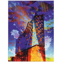 Alu-Dibond-Druck Artland, B:45cm H:60cm, blau, Bilder, "Elbphilharmonie Hamburg IV", f&uuml;r Innen- und Au&szlig;enbereich geeignet, Outdoorbild