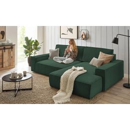 Ecksofa Home Affaire, B:284cm H:90cm T:195cm, gr&uuml;n, 100% Polyester, Wohnzimmer, Sofas, "NEU: SHERWOOD XXL 284, Big-Sofa L-Form, tiefe Sitzfl&auml;che 95