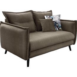 2-Sitzer Home Affaire, B:162cm H:97cm T:110cm, braun, 100% Polyester;Wendekissen: 100% Polyester, Sofas, "Lazio", inklusive 1 Stk. Wende- und 1 Stk.