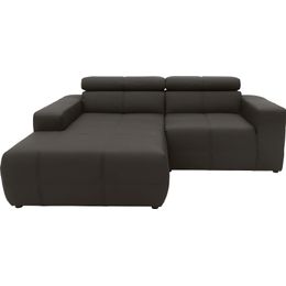 Ecksofa DOMO collection, B:214cm H:80cm T:175cm, braun, Luxus-Kunstleder;100% Polyurethan, Wohnzimmer, Sofas, "Brandon, inkl. Kopfteilverstellung,