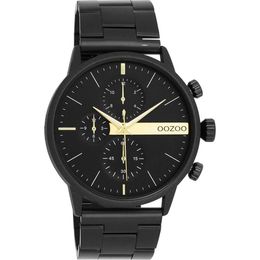 Oozoo Herren Quarzuhr, schwarz, Armbanduhren, Armbanduhr, Herrenuhr, Edelstahlarmband, Chrono-Look