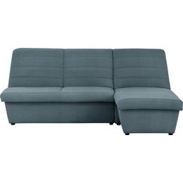 Ecksofa, B:214cm H:92cm T:168cm, blau, LOOKS by Wolfgang Joop, 100% Polyester, Wohnzimmer, Sofas, "LOOKS VIII L-Form", Quersteppung, ohne Armlehnen,