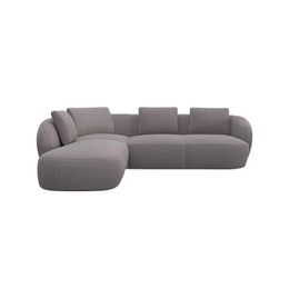 Ecksofa FLEXLUX, B:265cm H:85cm T:237cm, braun, 100% Polyester, Wohnzimmer, Sofas, "Torino, rund, L-Form, Sofa-Ecke mit Ottomane", Modernes,