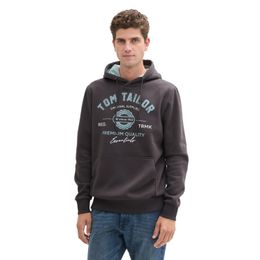 Tom Tailor Herren Kapuzensweatshirt, grau, Gr. S, bedruckt, Sweatware, Obermaterial: 70% Baumwolle, 30% Polyester, Sweatshirts, mit Kapuze