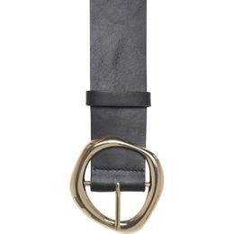 Urban Classics Damen Synthetikg&uuml;rtel "Urban Classics Organic Buckle Shaped Synthetic Leather Belt"schwarz, gold, Gr. L, 100% Polyurethan, G&uuml;rtel