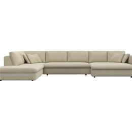 Wohnlandschaft FLEXLUX, B:400cm H:84cm T:272cm, beige, 100% Polyester, Sofas, "Lovane, U-Form, bequem und komfortabel", Weich & anschmiegsam, gro&szlig;e