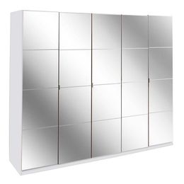 Kleiderschrank Priess, B:231cm H:193cm T:54cm, wei&szlig;, Holzwerkstoff, Schlafzimmer, Schr&auml;nke, "Malaga", mit Spiegelfront