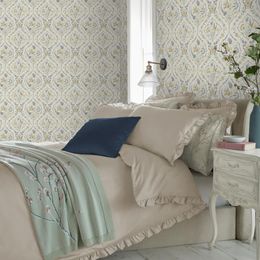 Laura Ashley Vliestapete "Foscot Damask", B/L: 0,52m x 10m, Rollen: 1, gelb, Wohnzimmer, Tapeten, 10mx52cm (ca. 5m2)