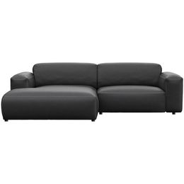 Ecksofa FLEXLUX, B:257cm H:73cm T:171cm, schwarz, 100% Echteder, Wohnzimmer, Sofas, "Lucera Chaislongue rechts oder links, L-Form, bequem", modern &