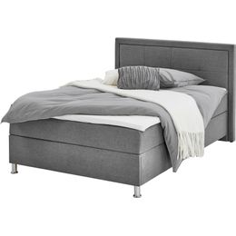 Boxbett Home Affaire, B:134cm L:209cm, grau, Stoffbezug Nordic (100% Polyester), Komplettbetten, "Fergus inkl. Bettkasten und Topper, Breite 120cm",