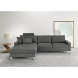 Ecksofa 3C CANDY, B:281cm H:86cm T:194cm, grau, 100% Polyester, Wohnzimmer, Sofas, "Lecce, wahlweise PUR-Schaumstoff oder Tonnentaschenfederkern",