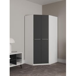 Eckkleiderschrank Priess, B:95cm H:193cm T:95cm, schwarz-wei&szlig;, Holzwerkstoff, Schr&auml;nke, "Barcelona Kleiderschrank Eckl&ouml;sung Raumwunder", in 2 Tiefen