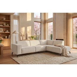 Ecksofa Home Affaire, B:275cm H:77cm T:210cm, beige, Struktur weich: (85% Polyester, 15% Nylon), Wohnzimmer, Sofas, "LORCAN mit Metallf&uuml;&szlig;en, Breite