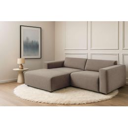 Ecksofa Home Affaire, B:234cm H:71cm T:161cm, braun, 100% Polyester, Wohnzimmer, Sofas, "Noord mit Kedernaht, Breite 234 cm, L-Form", Cord, Struktur,