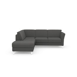 Sit & More Ecksofa SIT & MORE, B:248cm H:87cm T:213cm, grau, Wohnzimmer, Sofas, "Visby L-Form", Wahlweise mit Bettfunktion und Stauraum, frei im Raum stellbar