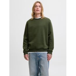 Jack & Jones JACK & JONES Herren Sweatshirt "JJEBRADLEY mit Rippb&uuml;ndchen f&uuml;r Alltag und Freizeit", bunt, Gr. XS, unifarben, angeraute Sweatware, Obermaterial: 65%