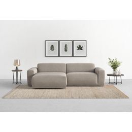 Ecksofa Trendmanufaktur, B:255cm H:72cm T:160cm, grau, 100% Polyester, Wohnzimmer, Sofas, "Braga, mit hochwertigem Kaltschaum, L-Form, in Cord