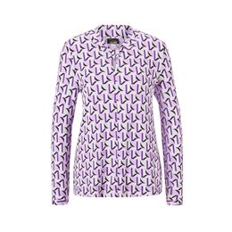 GOLDNER Damen Print-Shirt "Kurzgr&ouml;&szlig;e Druckshirt mit besonderem Ausschnitt", lila, Gr. 21, Obermaterial: 95% Viskose CV. 5% Elasthan EL., Shirts,