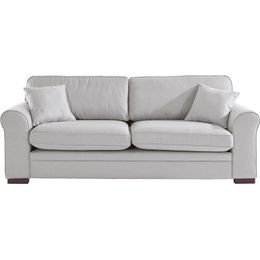 3-Sitzer Home Affaire, B:233cm H:92cm T:94cm, blau, 100% Polyester, Sofas, "Broughton", weicher Sitzkomfort, incl. 2 Zierkissen, Keder